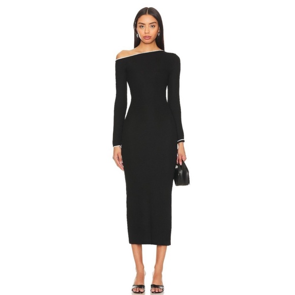 REVOLVE | Dresses | Revolve Black One Shoulder Long Sleeve Cocktail ...